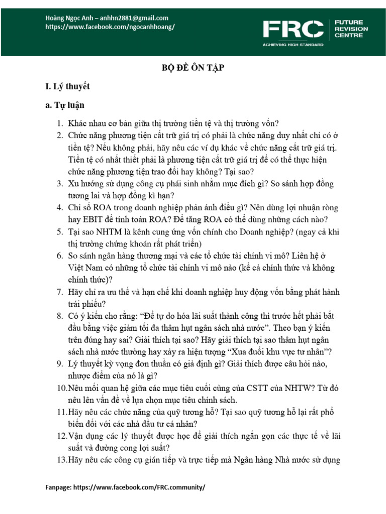 BỘ ĐỀ ÔN TẬP TCTT LTTC TTNH | PDF