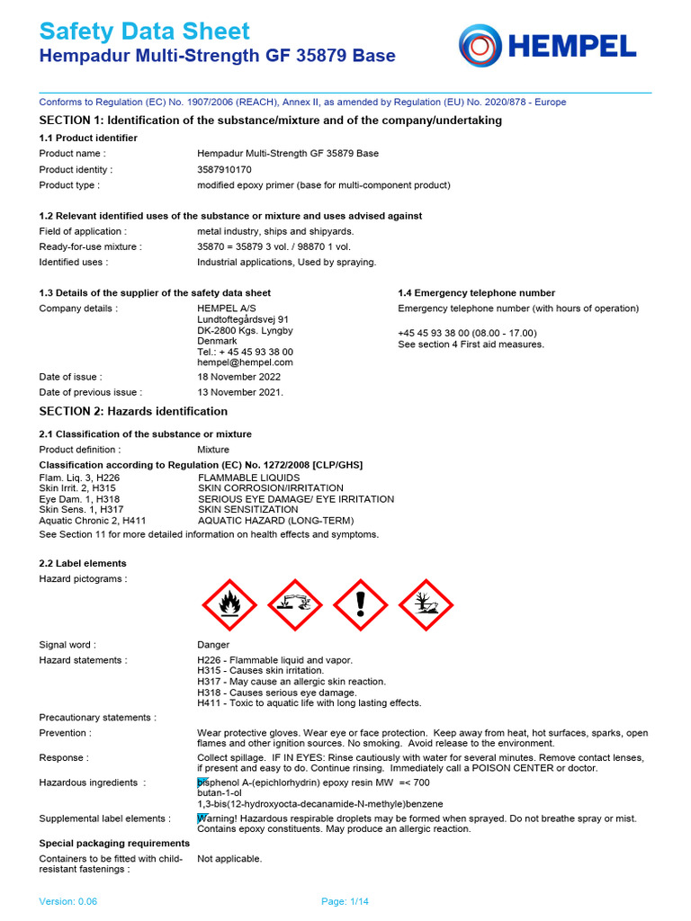 Hempadur Multi-Strength GF 35870 Data Sheet | PDF | Working Conditions ...