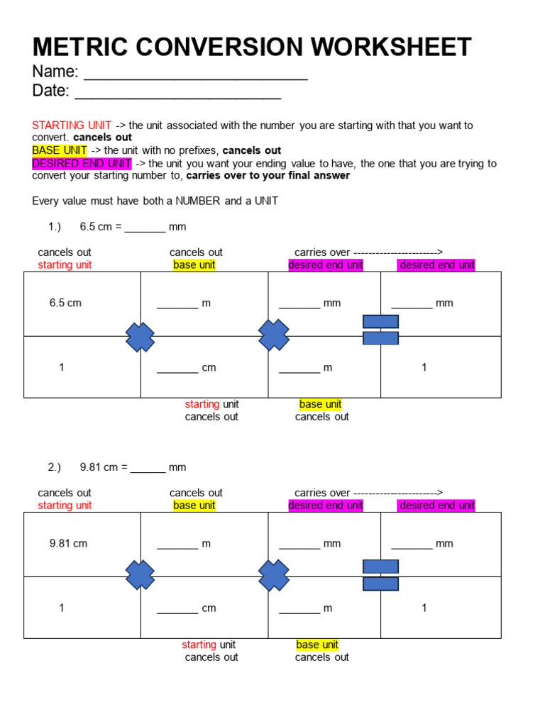 Metric Conversion Worksheet | PDF | Units Of Measurement | Metrology