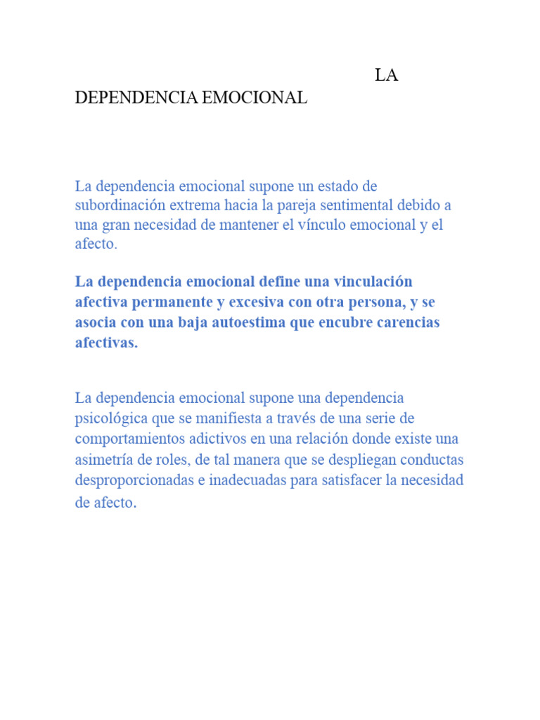 La Dependencia Emocional | PDF | Las emociones | Amor