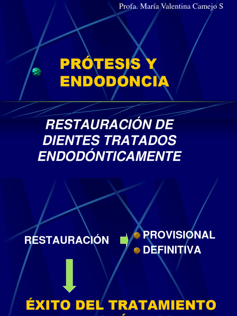 Prótesis y Endodoncia-Restauración de Dientes Tratados Endodónticamente ...