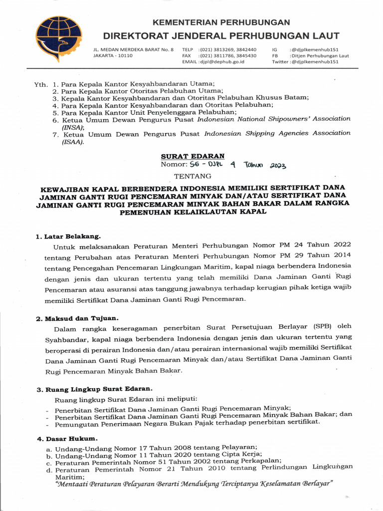 SE DJPL 4 Tahun 2023 (CLC Dan CLCB) | PDF