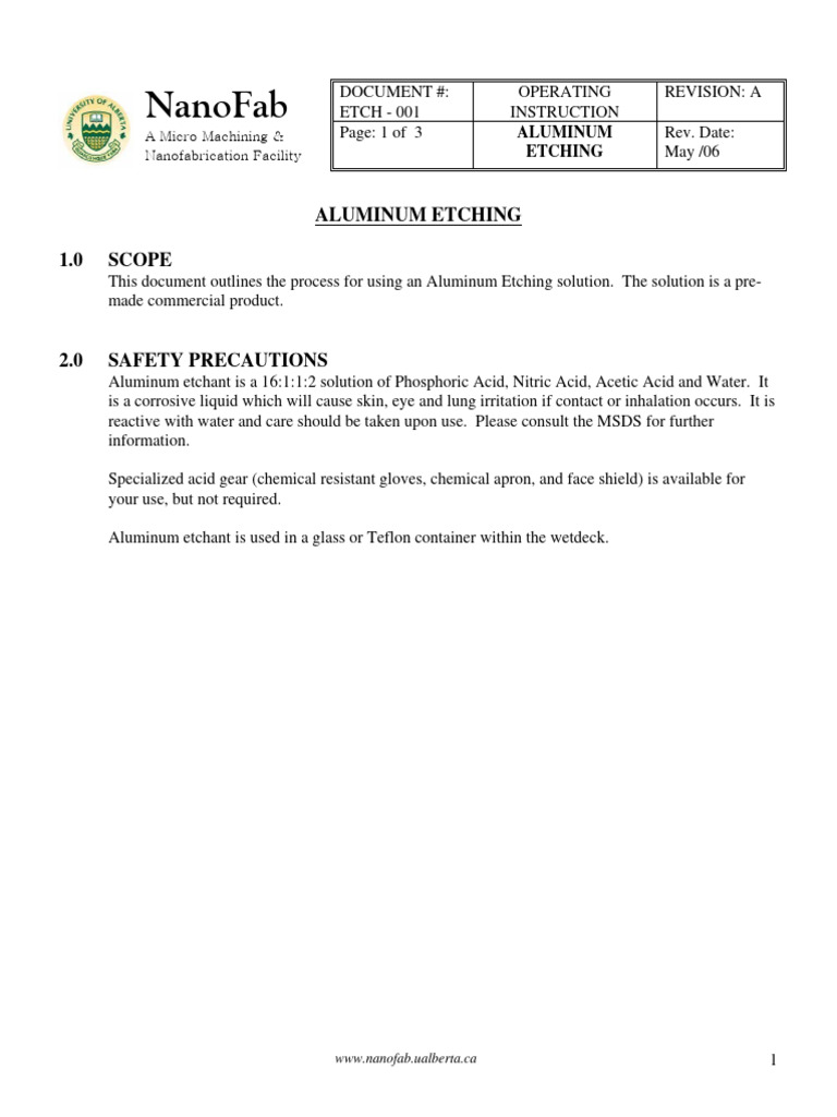 Aluminumetching | PDF | Physical Sciences | Materials
