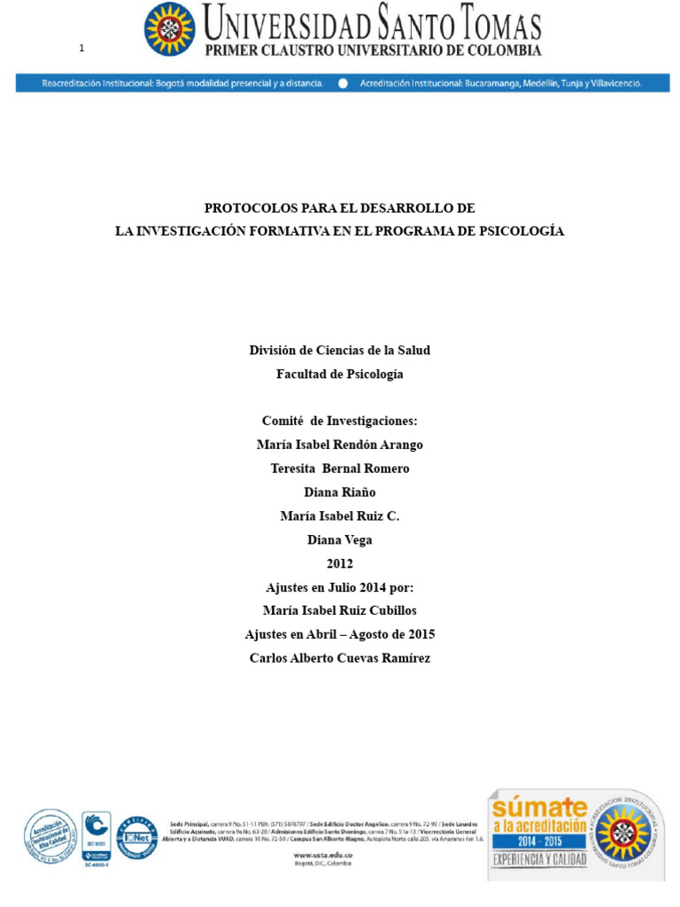 Protocolo de Práctica Investigativa Programa de Psicología | PDF