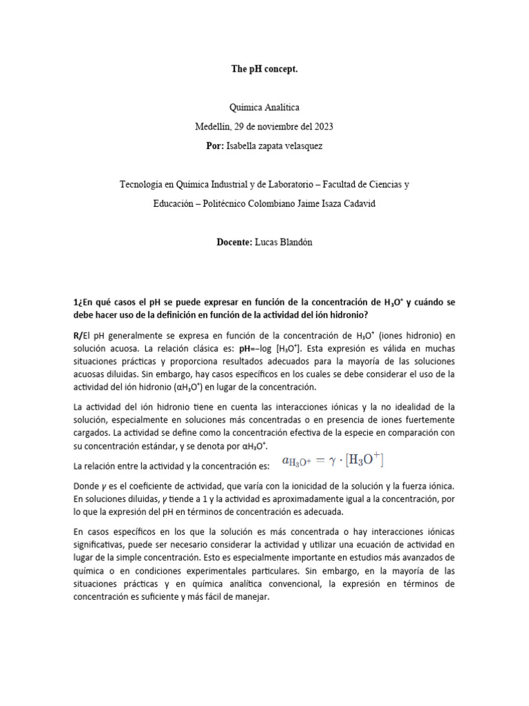 The pH concept | PDF | Ph | Sal (química)