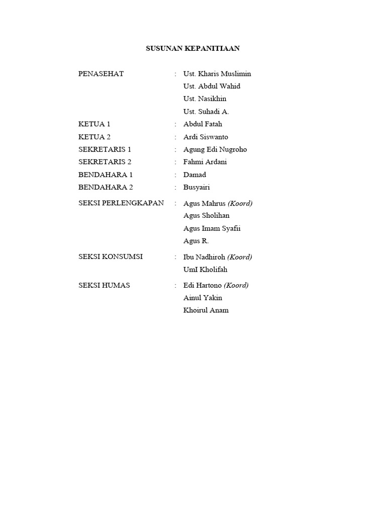 SUSUNAN KEPANITIAAN | PDF