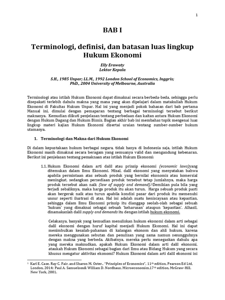 Definisi dan Ruang Lingkup Hukum Ekonomi | PDF