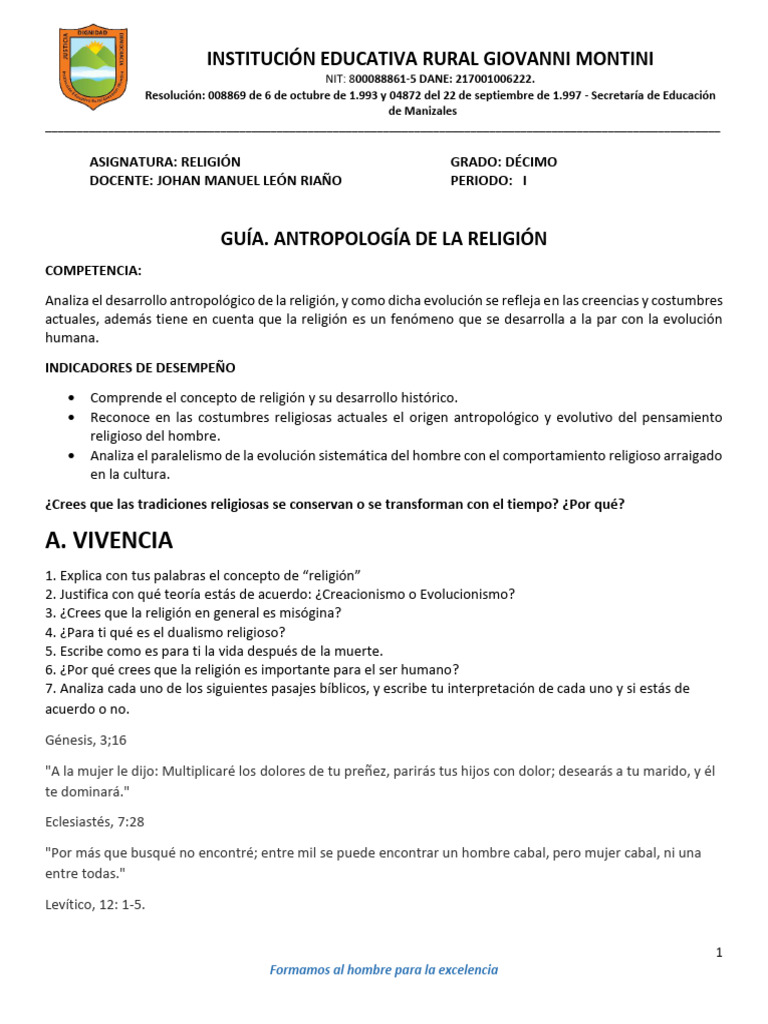 Guia Décimo Religión Periodo 1 | PDF | Mito de la inundación | Moralidad