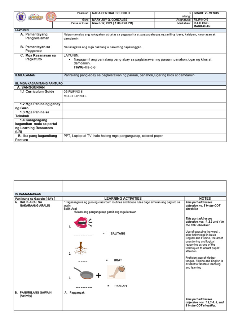 DLP cot 2 2023-2024 | PDF