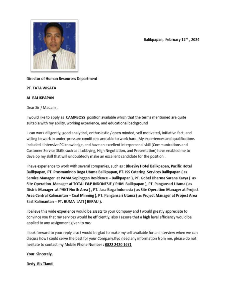 Curriculum Vitae Dedy Ristiandi - 1 | PDF | Meal | Food And Drink