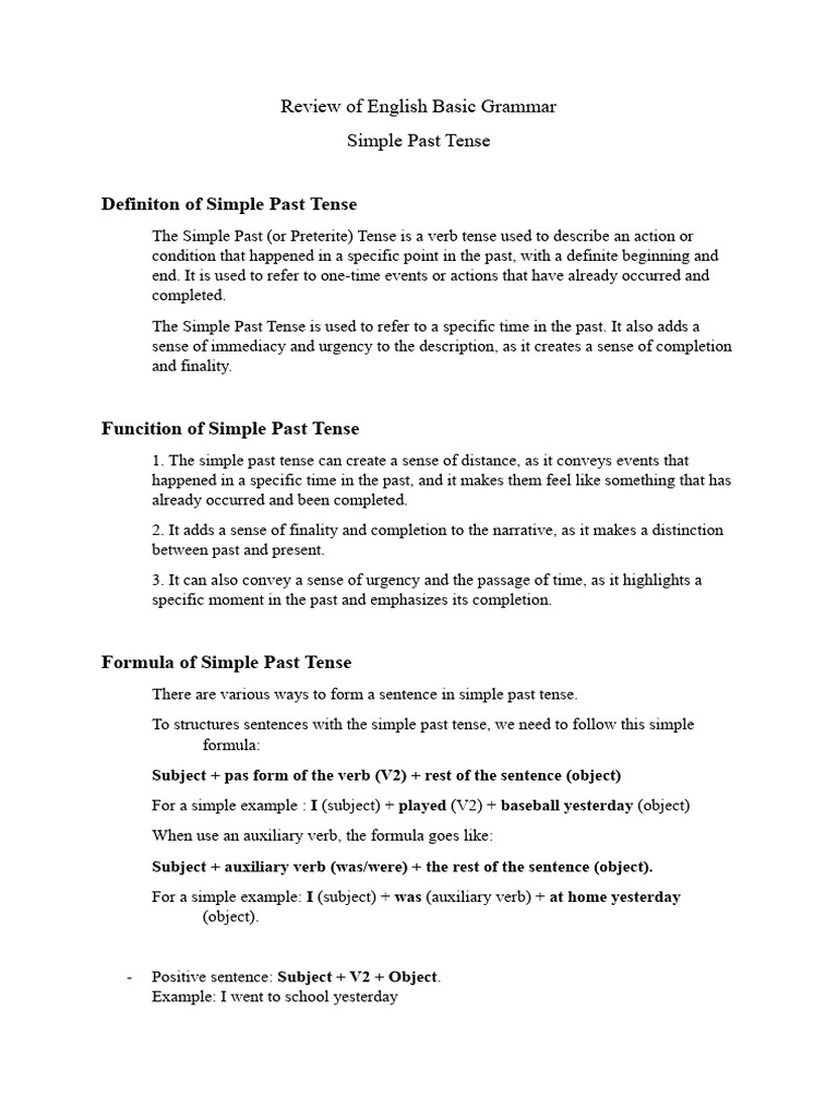 Simple Past Tense Guide | PDF | Grammatical Tense | Verb