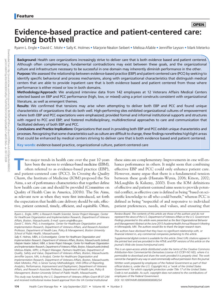 Evidence Based Practice and Patient Centered Care .2 | PDF | Evidence Based Medicine | Evidence ...