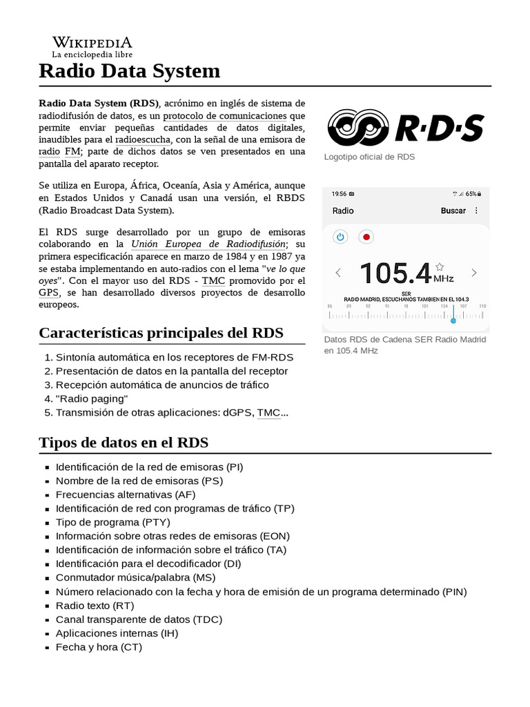 Radio_Data_System | PDF | Radio | Entretenimiento