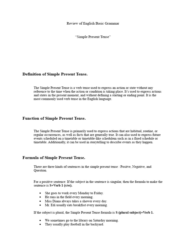 Review of English Basic Grammar | PDF | Verb | Grammatical Tense