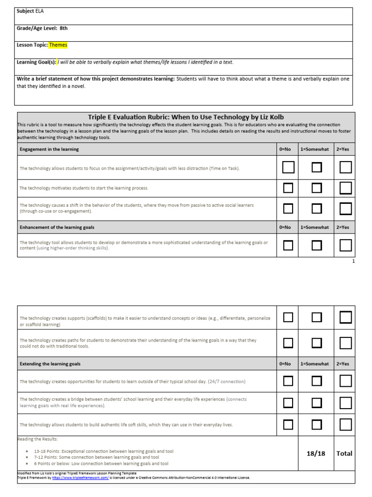 Triple E Evaluation Rubric: When To Use Technology by Liz Kolb | PDF | Learning | Information