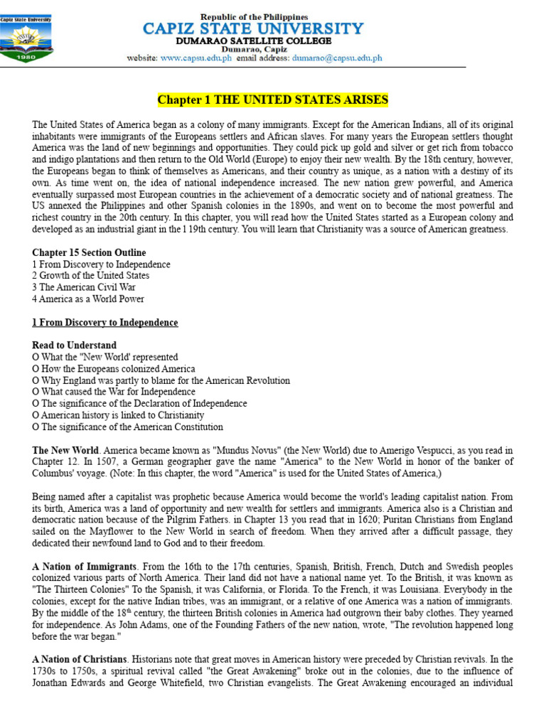 History-Chapter-1-to-5 | PDF | United States Bill Of Rights ...