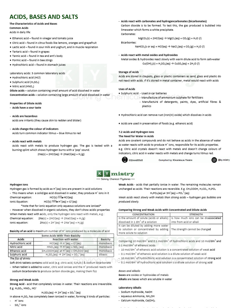 Acid Bases & Salts | Download Free PDF | Hydroxide | Acid