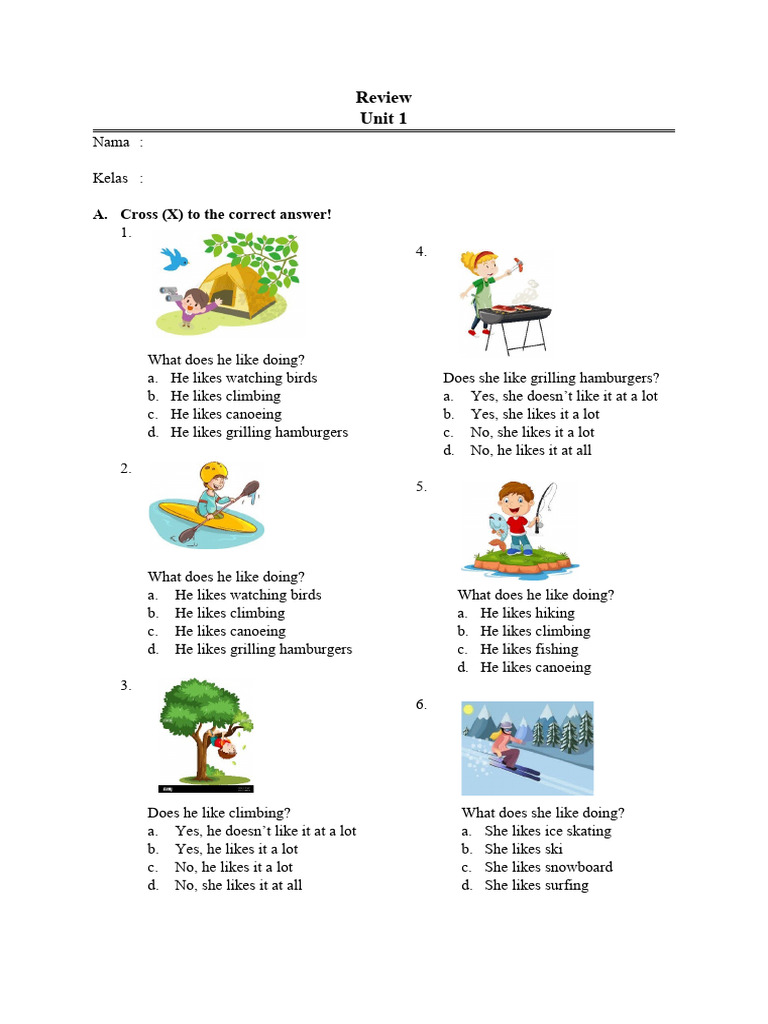 Review Unit 1 (Lesson 1-4) | PDF | Hobbies | Olympic Sports