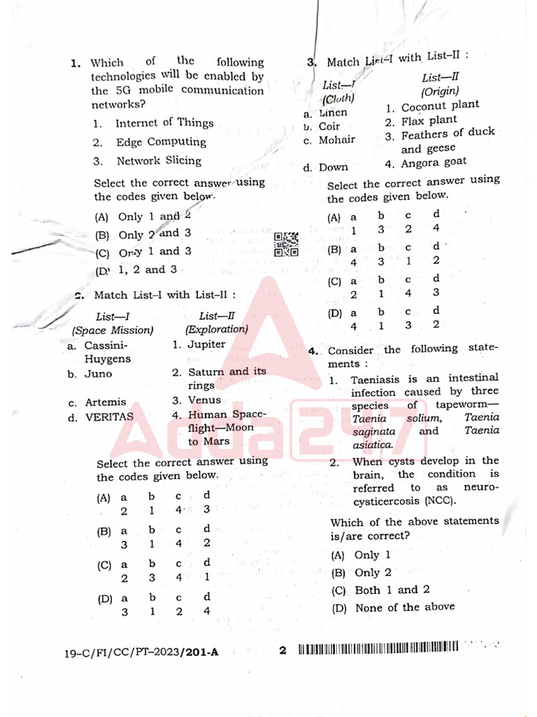 BPSC 69 Set A Question Paper 1 | PDF