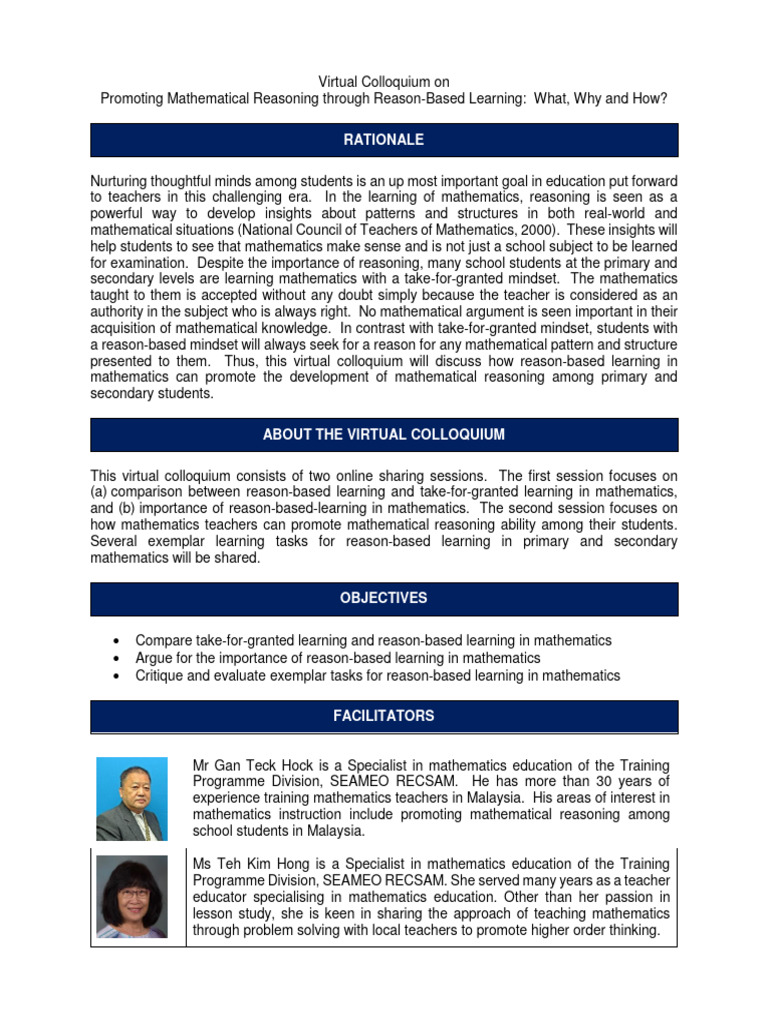 Math Colloquium | PDF | Reason | Learning