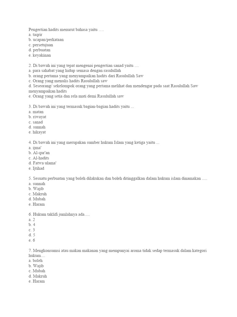 Soal Agama Kelas X, Xi, Xii | PDF