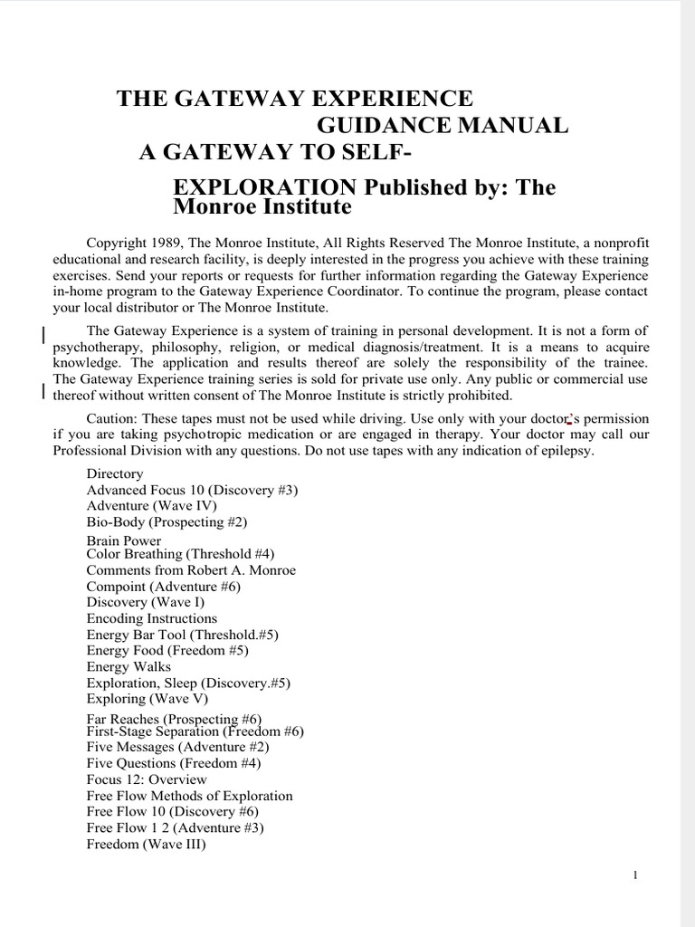 Complete Hemi Sync Gateway Experience Manual 1 | PDF | Perception | Neuroscience