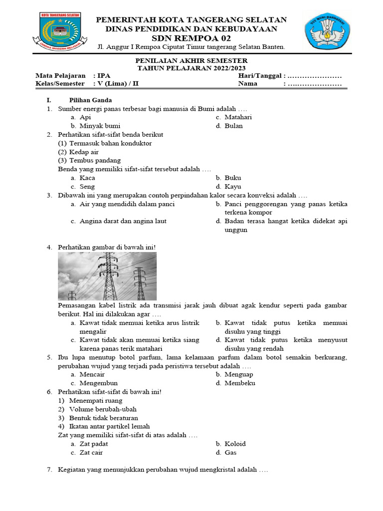 Soal Pat Ipa Kelas 5 2022 - 2023 | PDF