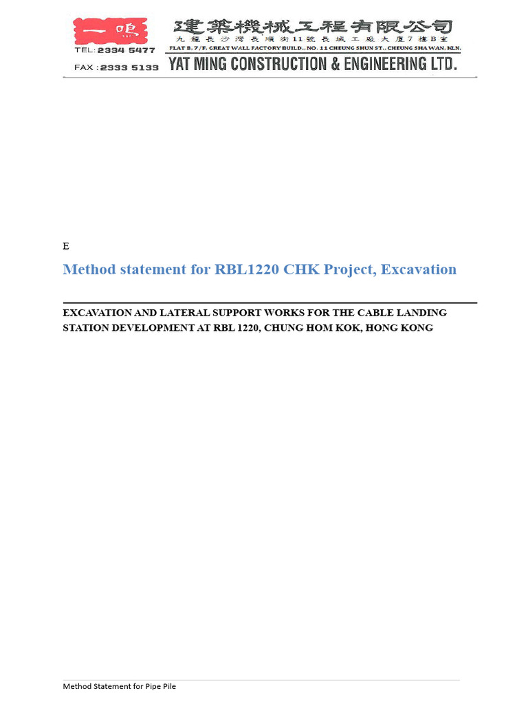 Method Statement For Excavation | Download Free PDF | Deep Foundation ...