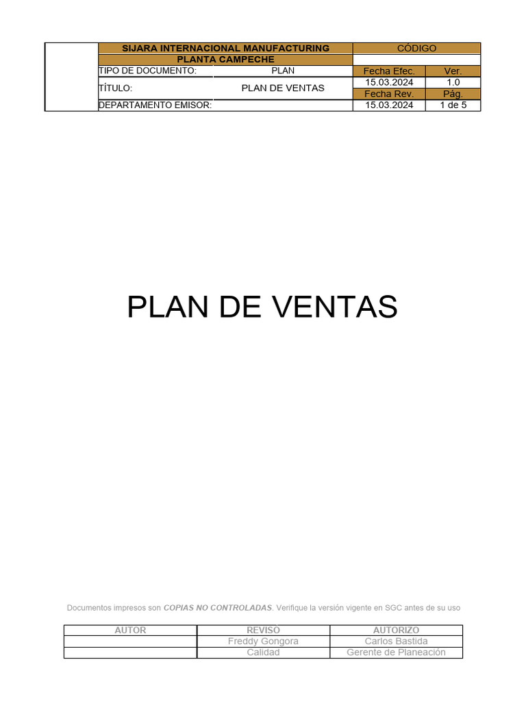 Plan de Ventas | PDF | Planificación | Análisis FODA