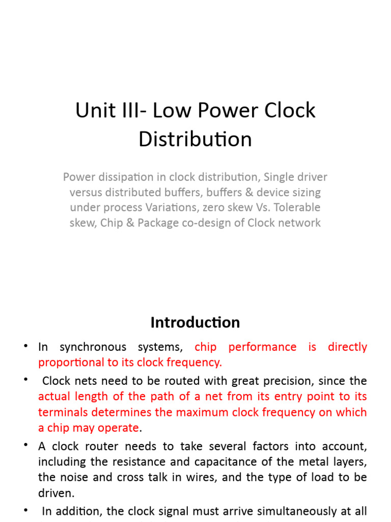 Power Dissipation in Clock Distribution | PDF | Microprocessor ...