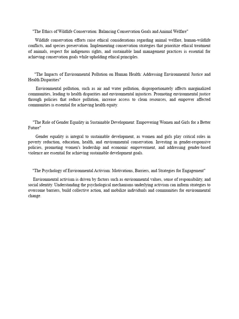 Ethics in Wildlife Conservation | PDF | Self-Improvement | Wellness