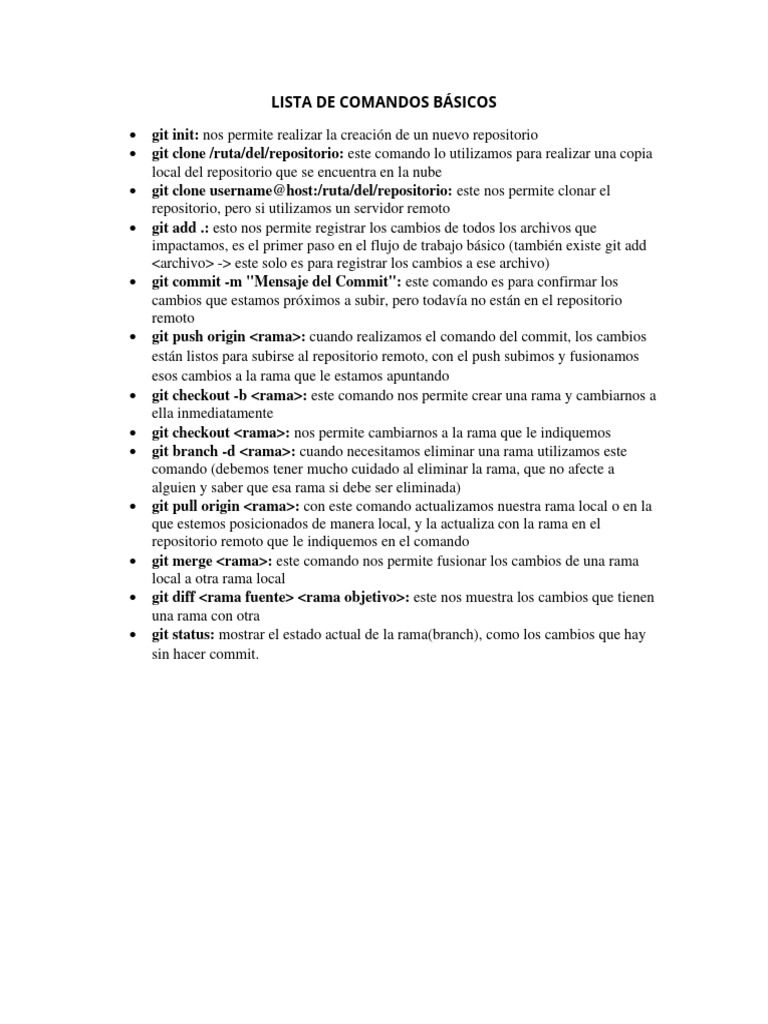 Lista de Comandos Básicos Git | PDF | Informática