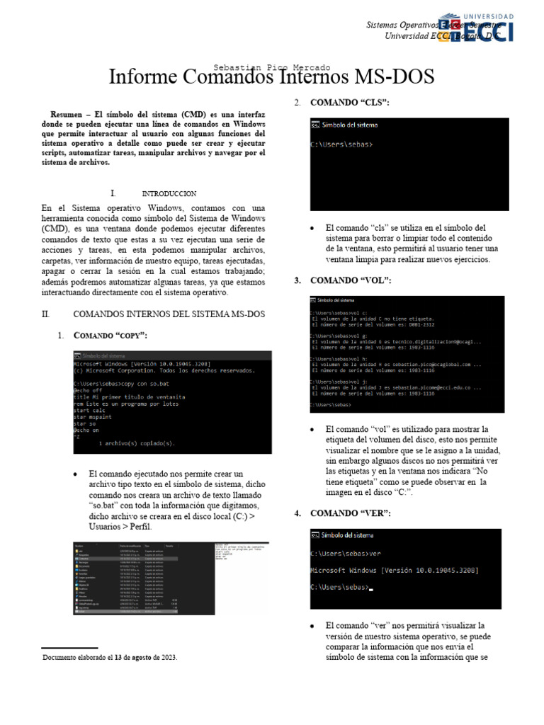 Informe Comandos Internos Ms-dos | PDF | Archivo de computadora ...