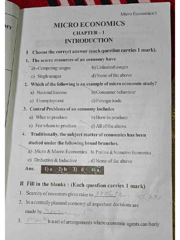 Economic 1st and 2nd Chapter GUIDE ANSWER | PDF