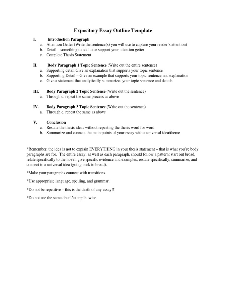 Expository Essay Outline Example | PDF