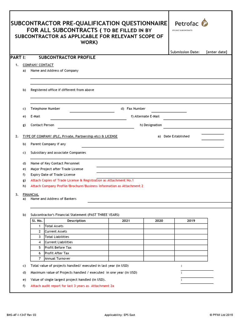 Prequalification Questionnaire | PDF | Business Ethics | Iso 9000