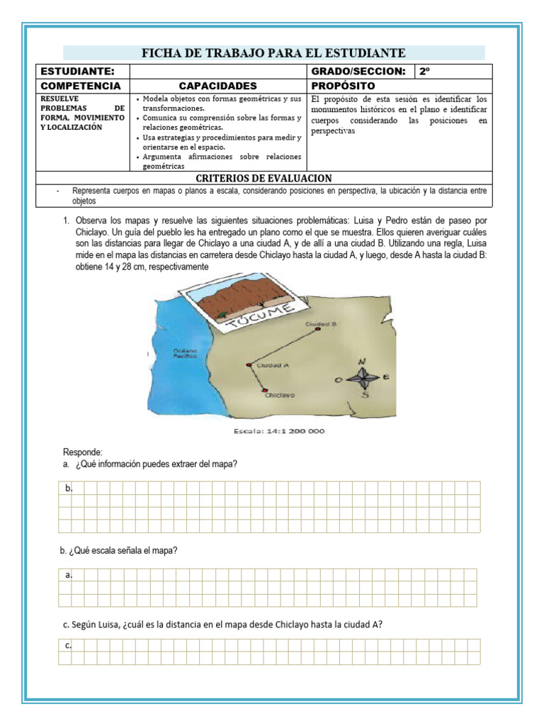 UNIDAD 6 - FICHA - SEM 5 - MAT 2° | PDF | Mapa