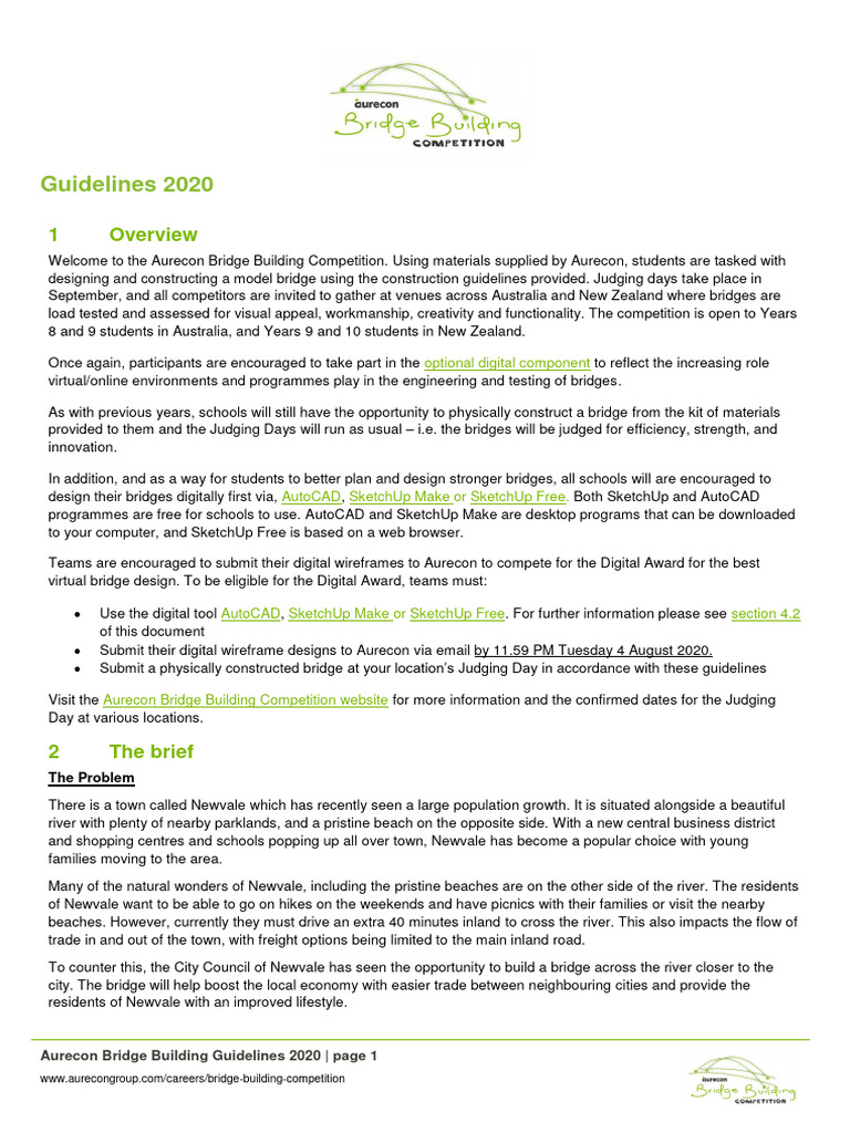 Aurecon-Bridge-Building-Competition-Guidelines | PDF | Sketch Up | Bending