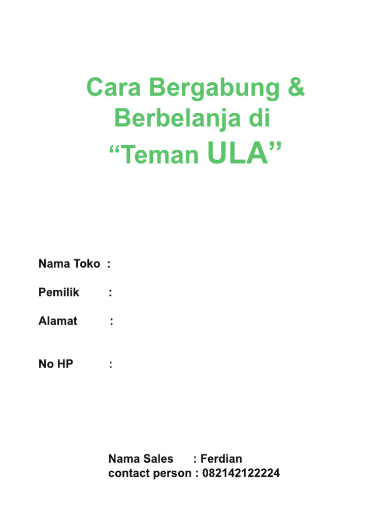 Cara Order Barang ULA | PDF