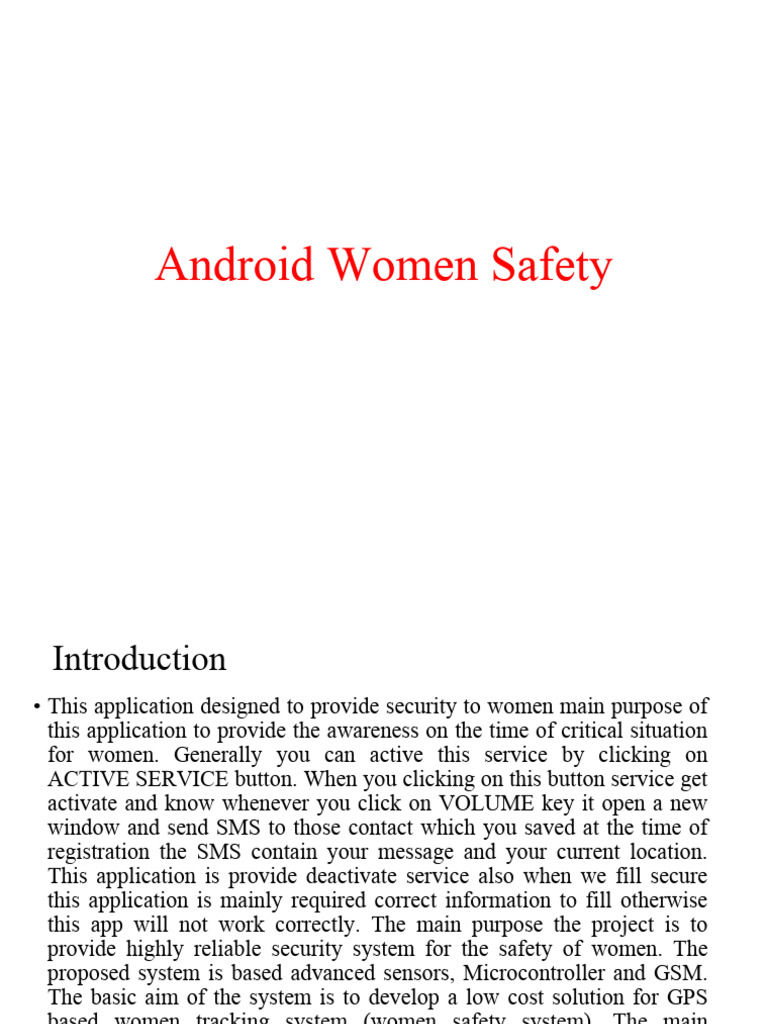 Android Women Safety | PDF | Android (Operating System) | Application ...
