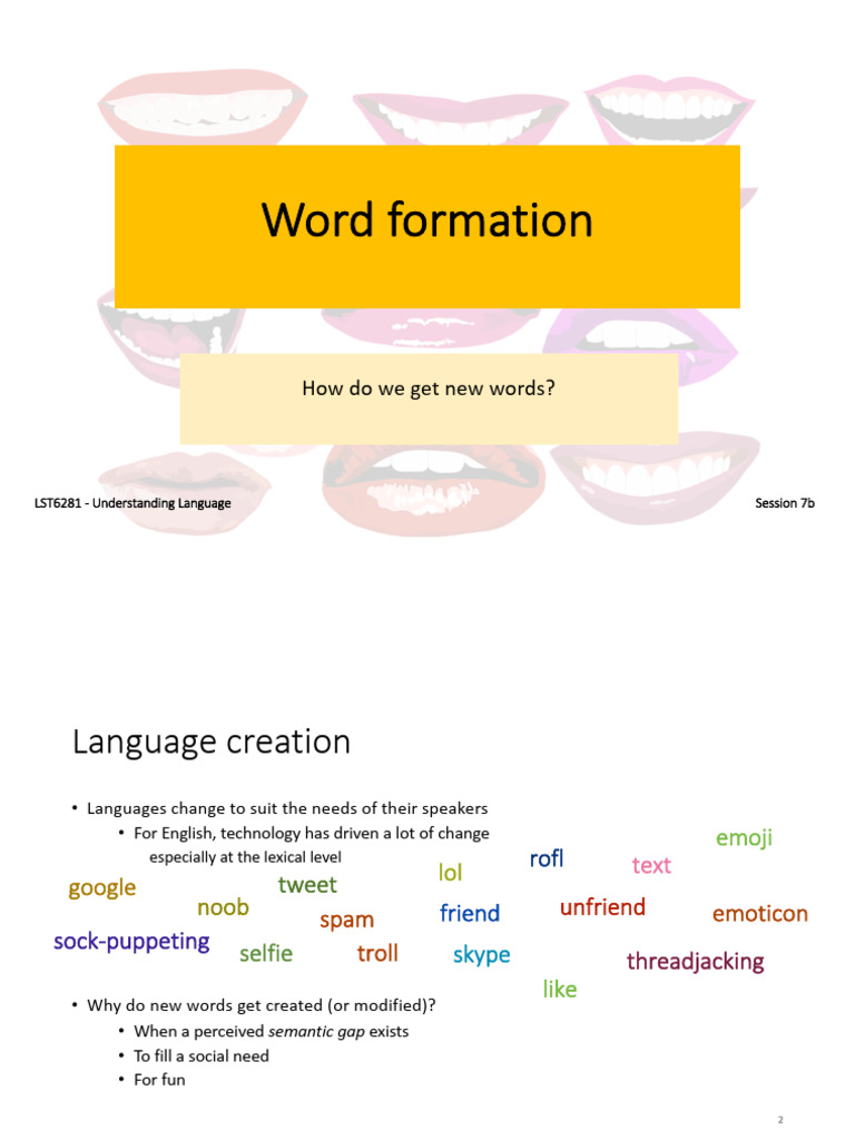 7b Word Formation - Processes 1pp | PDF | Word | Lexicology 7b Word Formation - Processes 1pp | PDF | Word | Lexicology