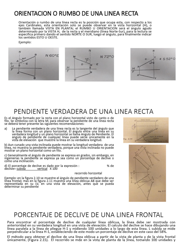 Rumbo y Pendiente de Líneas Rectas | PDF | Pendiente | Línea (geometría)