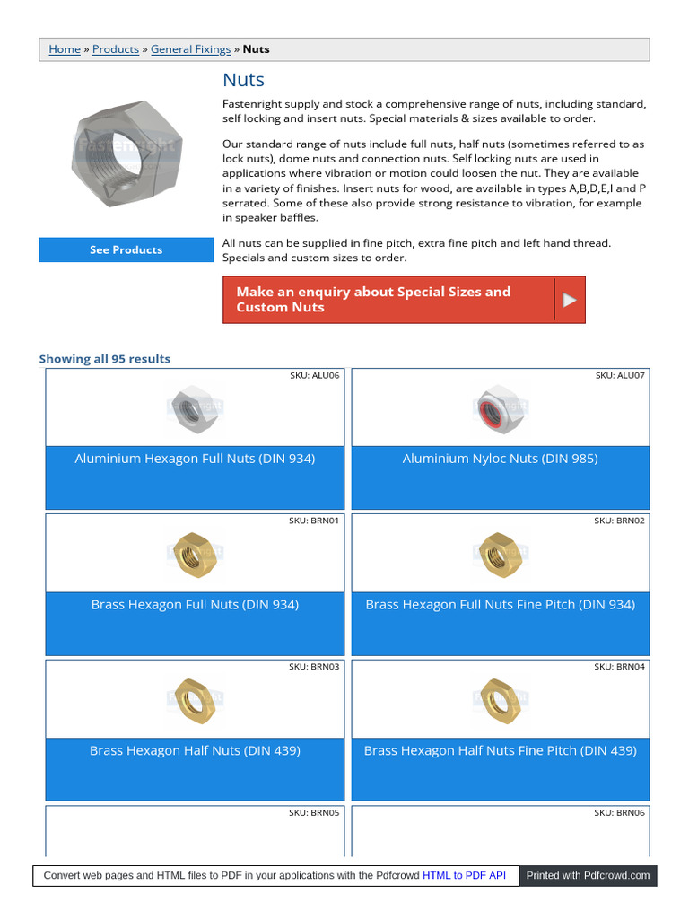 WWW Fastenright Com Products General Fixings Nuts | PDF | Nut (Hardware) | World Wide Web