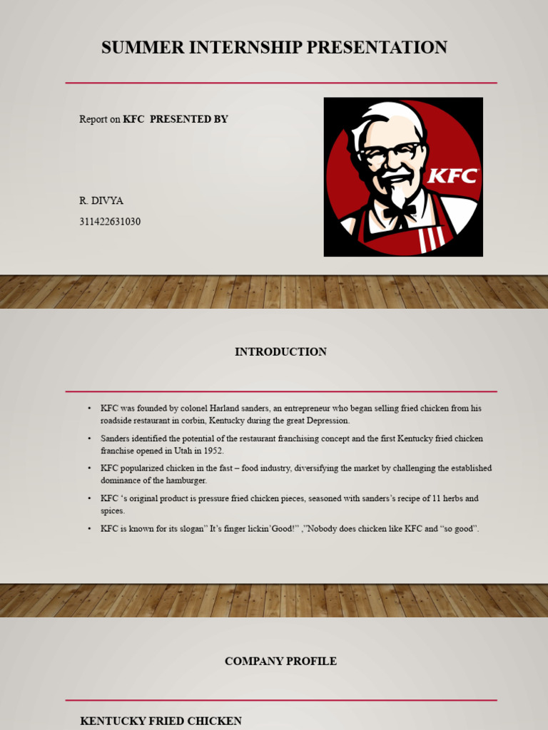 Summer Internship Presentation Divya Rajendran | PDF | Food And Drink