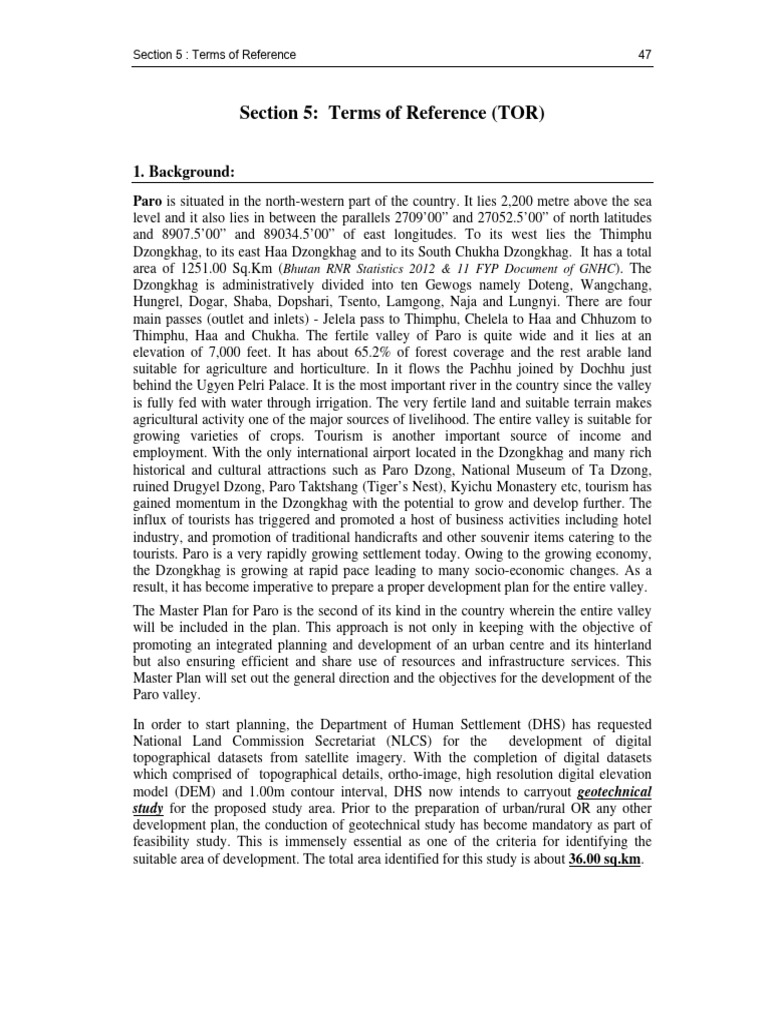 TOR - Term of Requirement in Geological Survey | PDF | Geotechnical ...