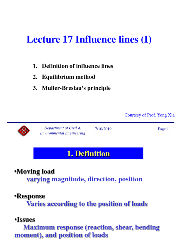 Understanding Influence Lines in Structures | PDF | Bending | Physics