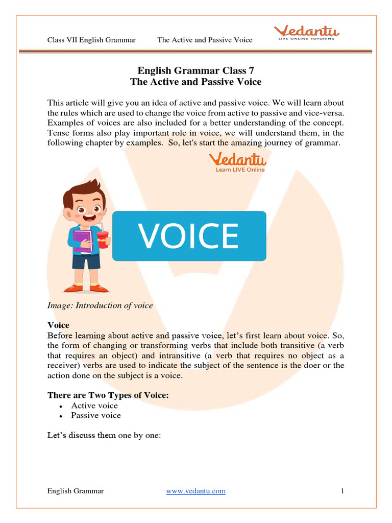 Class 7 English Grammar Ncert Solutions Active and Passive Voice | PDF ...