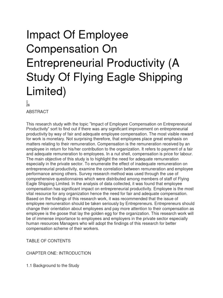 Impact of Employee Compensation On Entrepreneurial Productivity | PDF ...