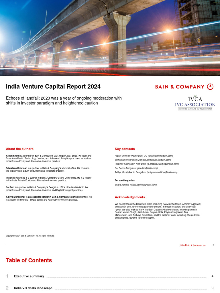 India Venture Capital Report 2024 Bain Company 1710421402 | PDF ...