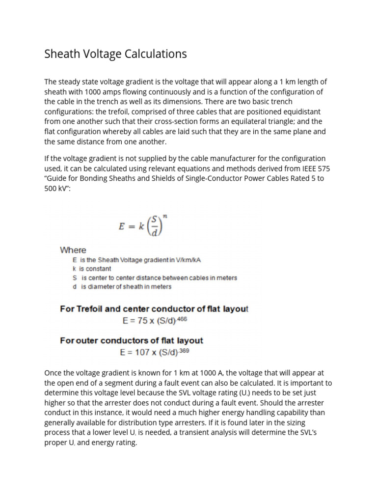 Sheath Voltage Calculations | PDF